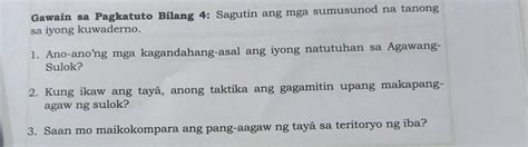 Gawain Sa Pagkatuto B Lang Sagutin Ang Mga Sumusunod Na Tanong