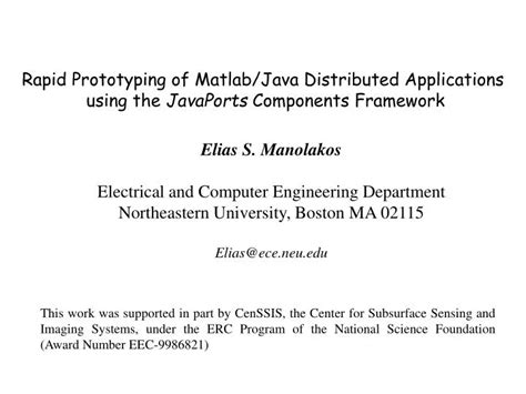 ppt rapid prototyping of matlab java distributed applications using the javaports components