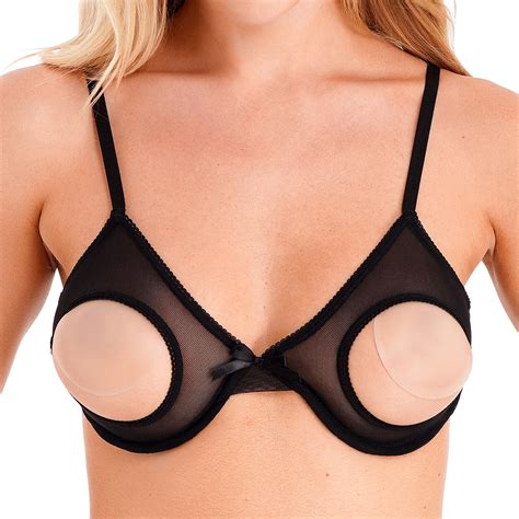 Women Sexy 1 4 Cup Sheer Lace Bras Push Up Underwired Shelf See Through
