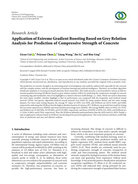 pdf application of extreme gradient boosting based on grey relation analysis for prediction of