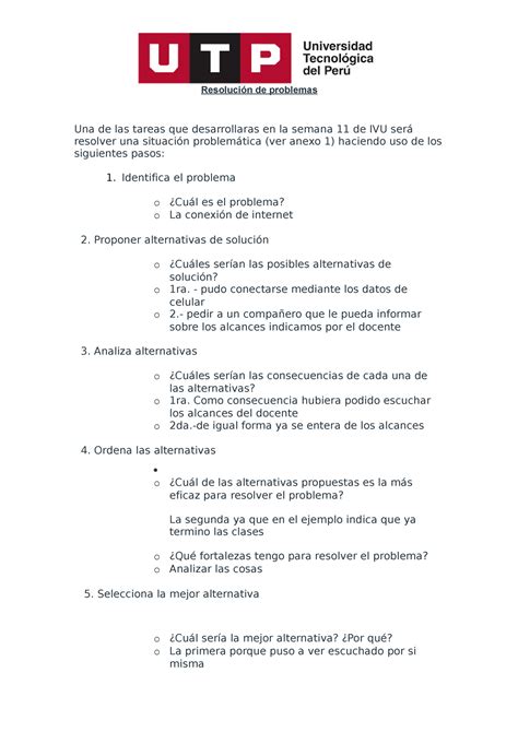 IVU Actividad 11a Resolución de problemas Una de las tareas que