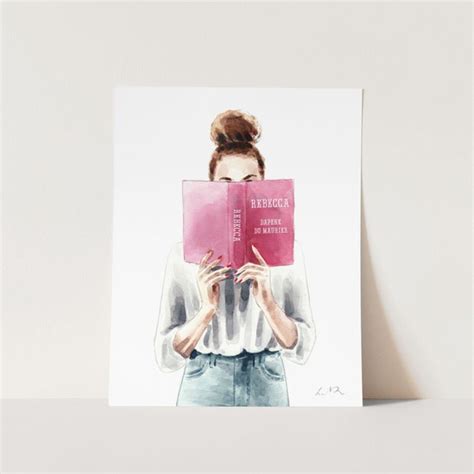 Personalized Art Print Reading Girl Figural Art Library Etsy