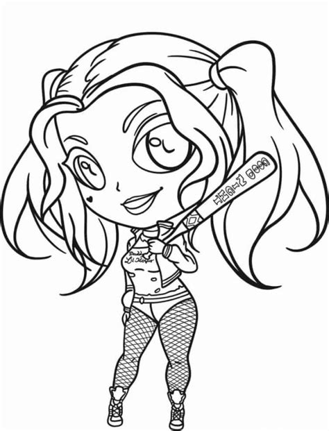 Coloriage Chibi Harley Quinn Dessin Gratuit Imprimer