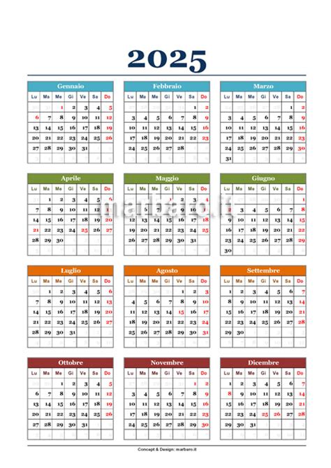 Calendario 2025 Da Stampare Scarica Il PDF Gratis
