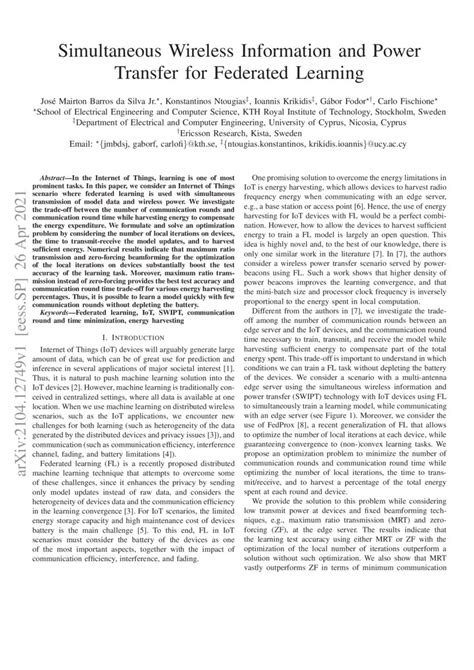simultaneous wireless information and power transfer for federated learning deepai