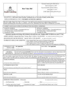 Fillable Online Procurement Officer Charles Johnson Best Value Bid Fax