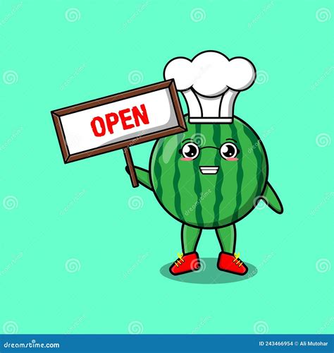Cute Cartoon Watermelon Character In Flat Design Stock Illustration