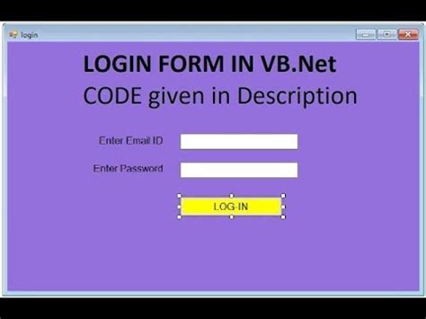 How To Create A Login Form In Vb Net With Code Youtube