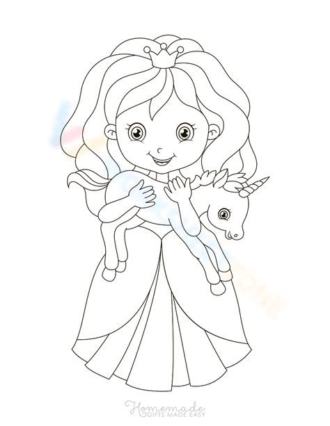 Princess Holding Baby Unicorn Worksheet
