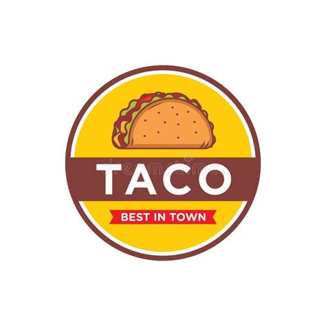 Tacos Logo Design Isolated On Red Background Stock Vector