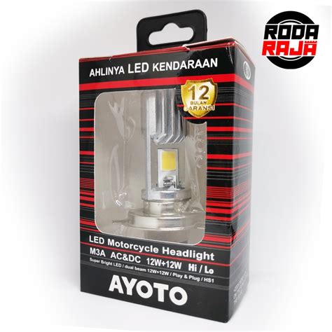 Jual HEADLAMP LED M3A H4 AYOTO Original Lampu Depan Motor Sport Laki