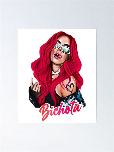 Karol G With Red Hair Illustration With Bichota Poster For Sale By