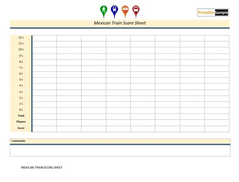 Mexican Train Score Sheet Template Printable Samples