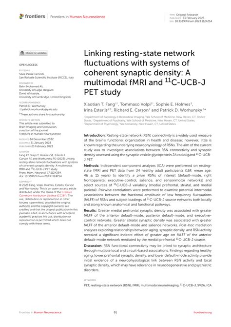 pdf linking resting state network fluctuations with systems of coherent synaptic density a