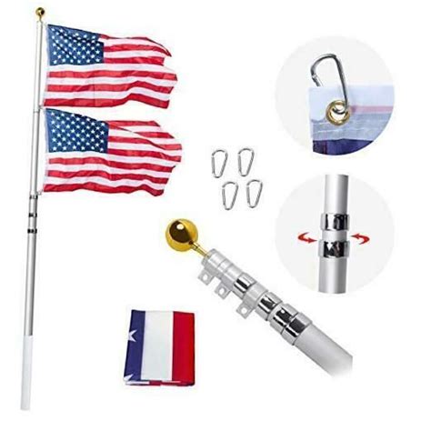 Ydisplay Flag Poles For Outside In Ground Ft Telescoping Flagpole