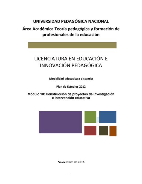 Programa Módulo 10 UNIVERSIDAD PEDAGÓGICA NACIONAL Área Académica