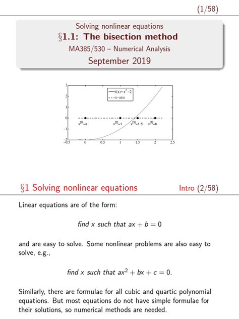 1 1 the bisection method september 2019 ma385 530 numerical analysis pdf numerical