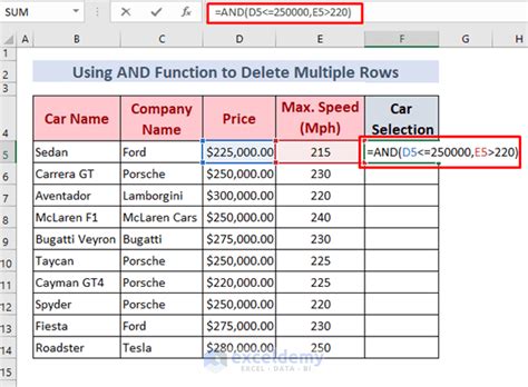 how to delete multiple rows in excel using formula