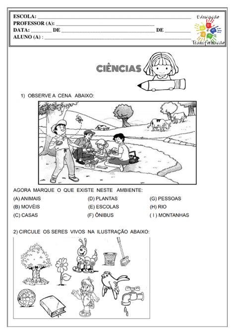 Atividades Sobre Características Dos Seres Vivos LIBRAIN