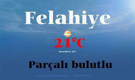 Kayseri Felahiye Hava Durumu 15 Günlük