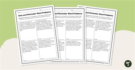 Area And Perimeter Word Problems Teach Starter Worksheets Library