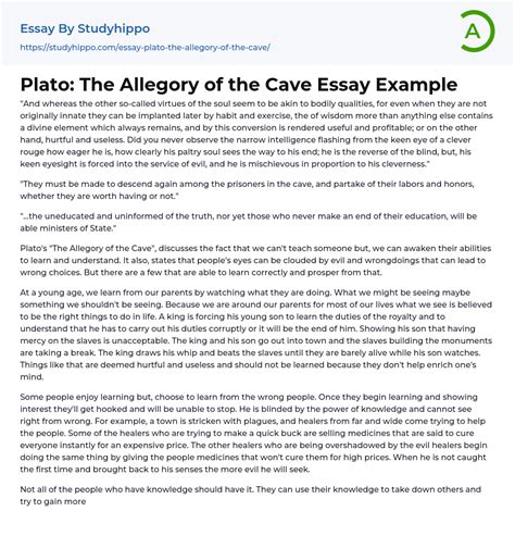 Plato The Allegory Of The Cave Essay Example Studyhippo