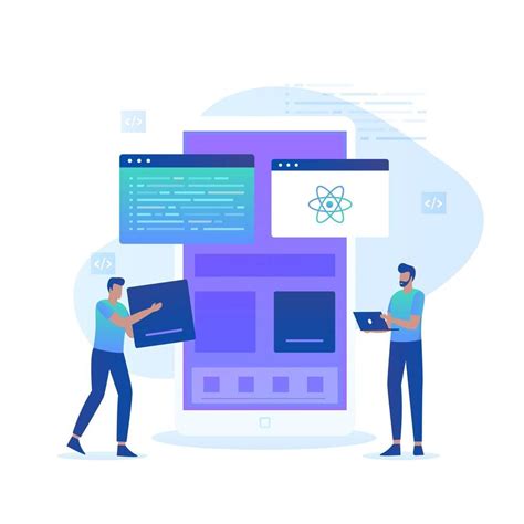 Flat Illustration Of React Native Programmer Concept Vector Art