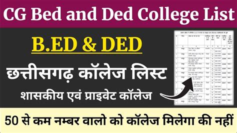 छ ग Bed Ded College List Pre bed ded cut off 2024 Cg bed ded