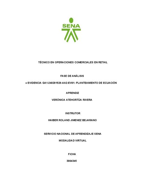 Evidencia GA1 2402015 28 AA2 EV01 Planteamiento de ecuación TÉCNICO