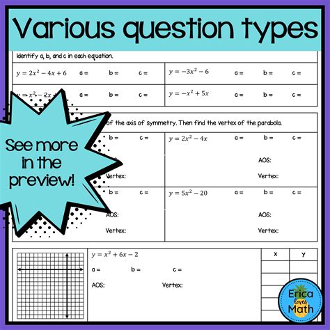 Graphing Quadratics In Vertex Standard Form Worksheets Made By Teachers