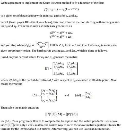 write a program to implement the gauss newton method
