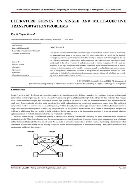 pdf literature survey on single and multi objective transportation problems