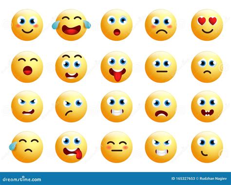 Emoticons Vector Set Emoji Smiling Face Or Yellow Emoticon Stock