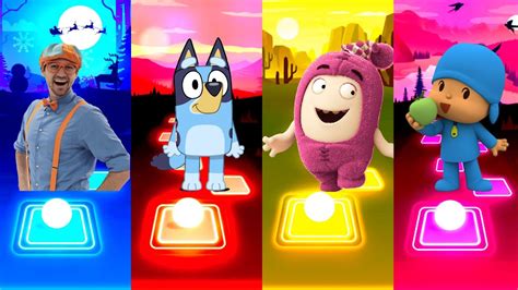 Blippi Vs Bluey Vs Oddbods Newt Vs Pocoyo Tiles Hop Game Who Is Win