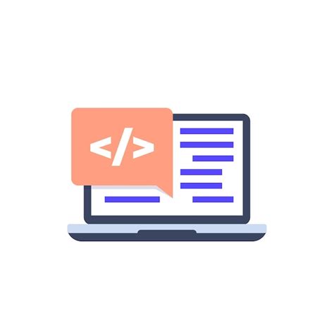 Premium Vector Coding Icon With A Laptop