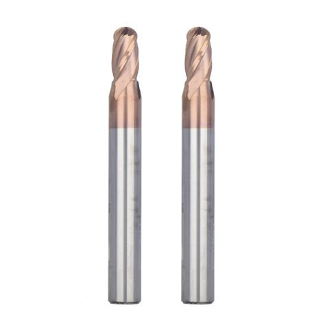 Weix Metal Working 2 Flutes Ball Nose End Mills HRC50 Tisin Bronze