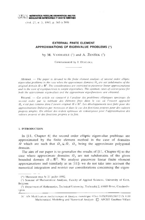 external finite element approximations of eigenvalue problems esaim mathematical modelling