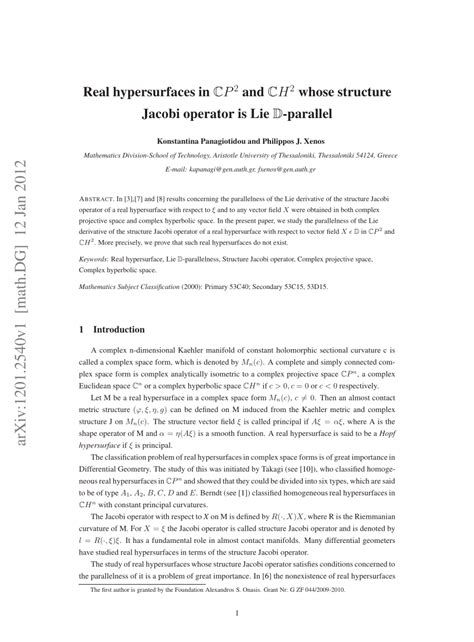 pdf real hypersurfaces in ℂp 2 and ℂh 2 whose structure jacobi operator is lie 𝔻 parallel