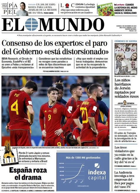 Portada De EL MUNDO Del Viernes 2 De Diciembre De 2022 Medios