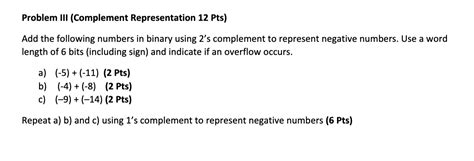 solved problem iii complement representation 12 pts add