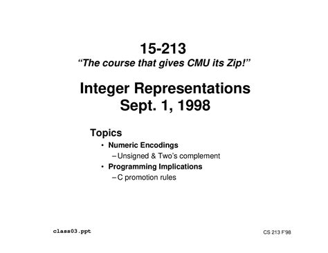 integer representations lecture slide computer science docsity