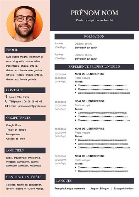 Modèle de CV Gratuit Sans Payer et Sans Inscription CV Word Modèle