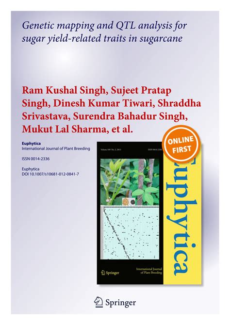 pdf genetic mapping and qtl analysis for sugar yield related traits in sugarcane
