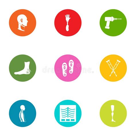 Iconos Fijados Estilo Plano De La Fractura Ilustración del Vector