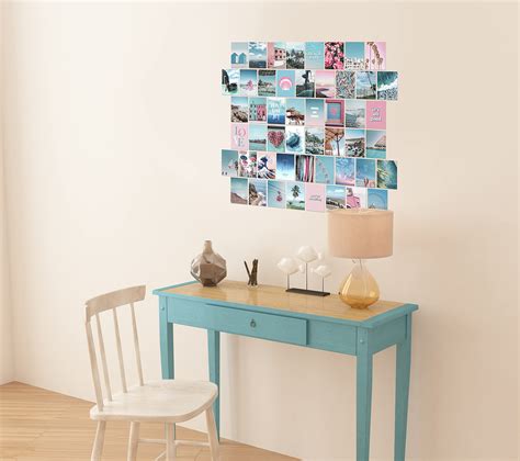 Artivo Blue Wall Collage Kit Aesthetic Pictures 50 Set 4x6 Inch Pink