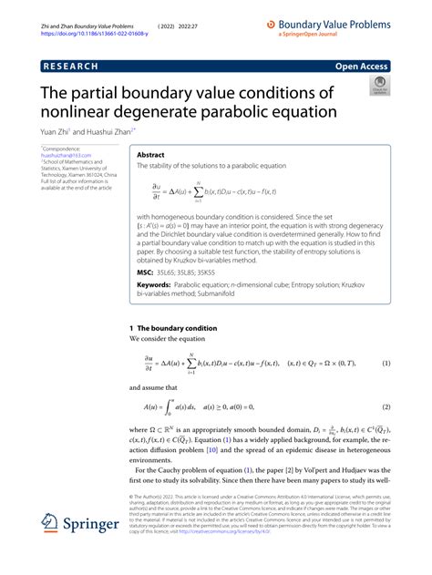pdf the partial boundary value conditions of nonlinear degenerate parabolic equation
