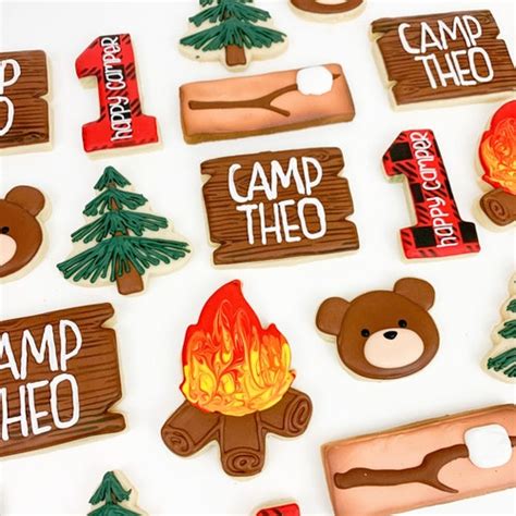 Camping Cookies Happy Camper Birthday Cookies Etsy