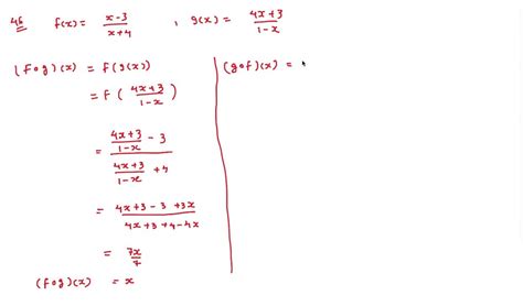 solved use the definition of inverses to determine whether f and g are inverses f x x 3 x 4