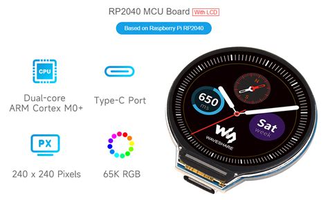 Amazon Waveshare RP2040 MCU Board With 1 28inch Round LCD