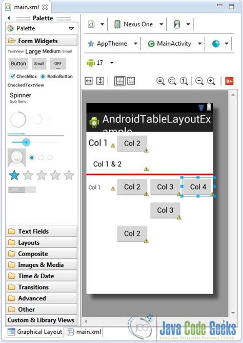 Android Tablelayout Example
